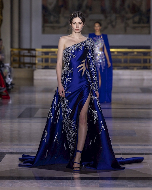 Tony Ward Aqua Blue Fitted Gown | Tony Ward Couture